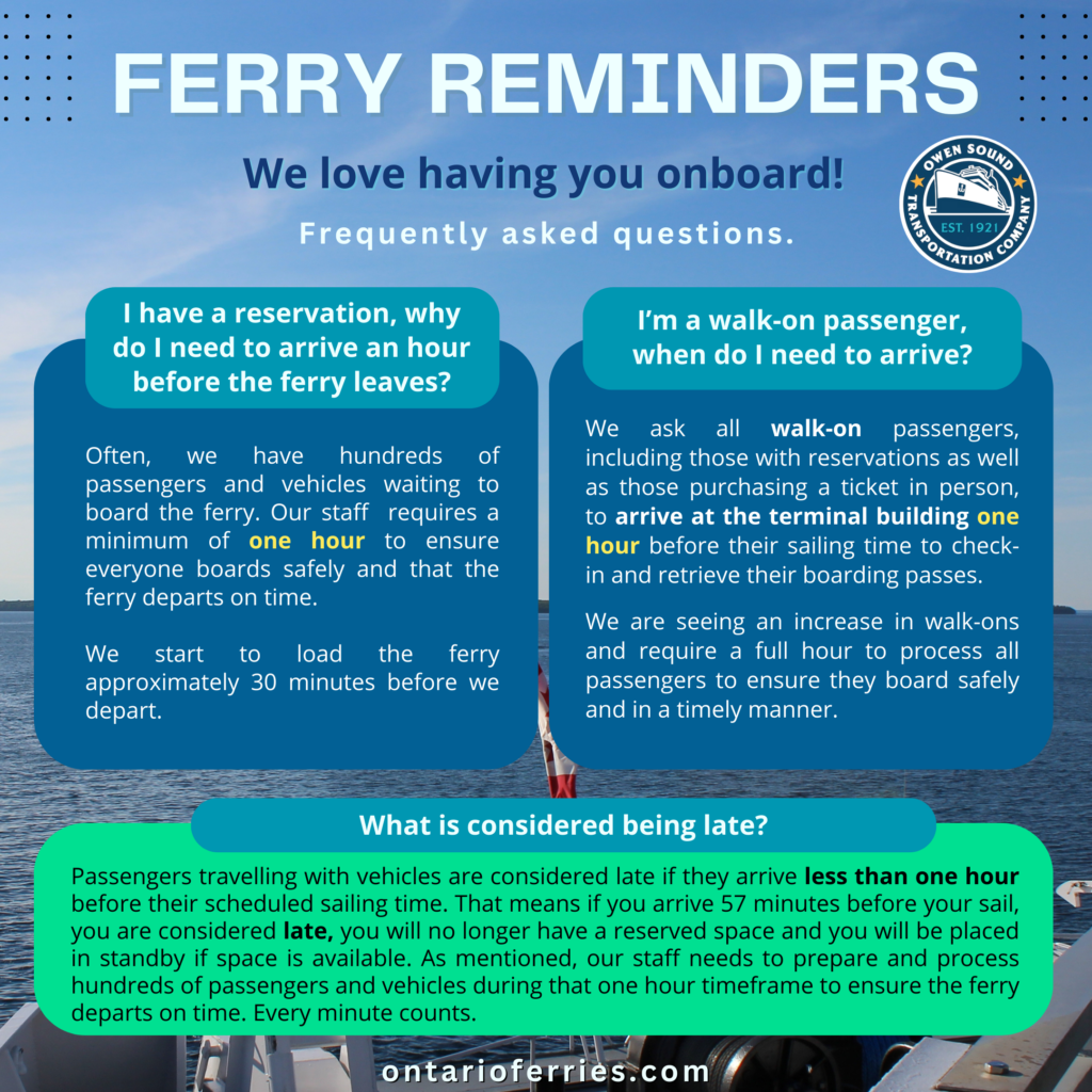 Friendly Ferry Reminders for those traveling on the Chi-Cheemaun ...