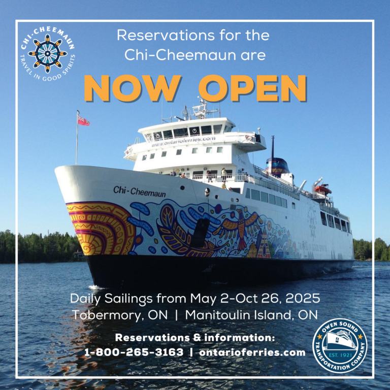 Chi-Cheemaun Reservations Are Now Open! - Owen Sound Transportation Company