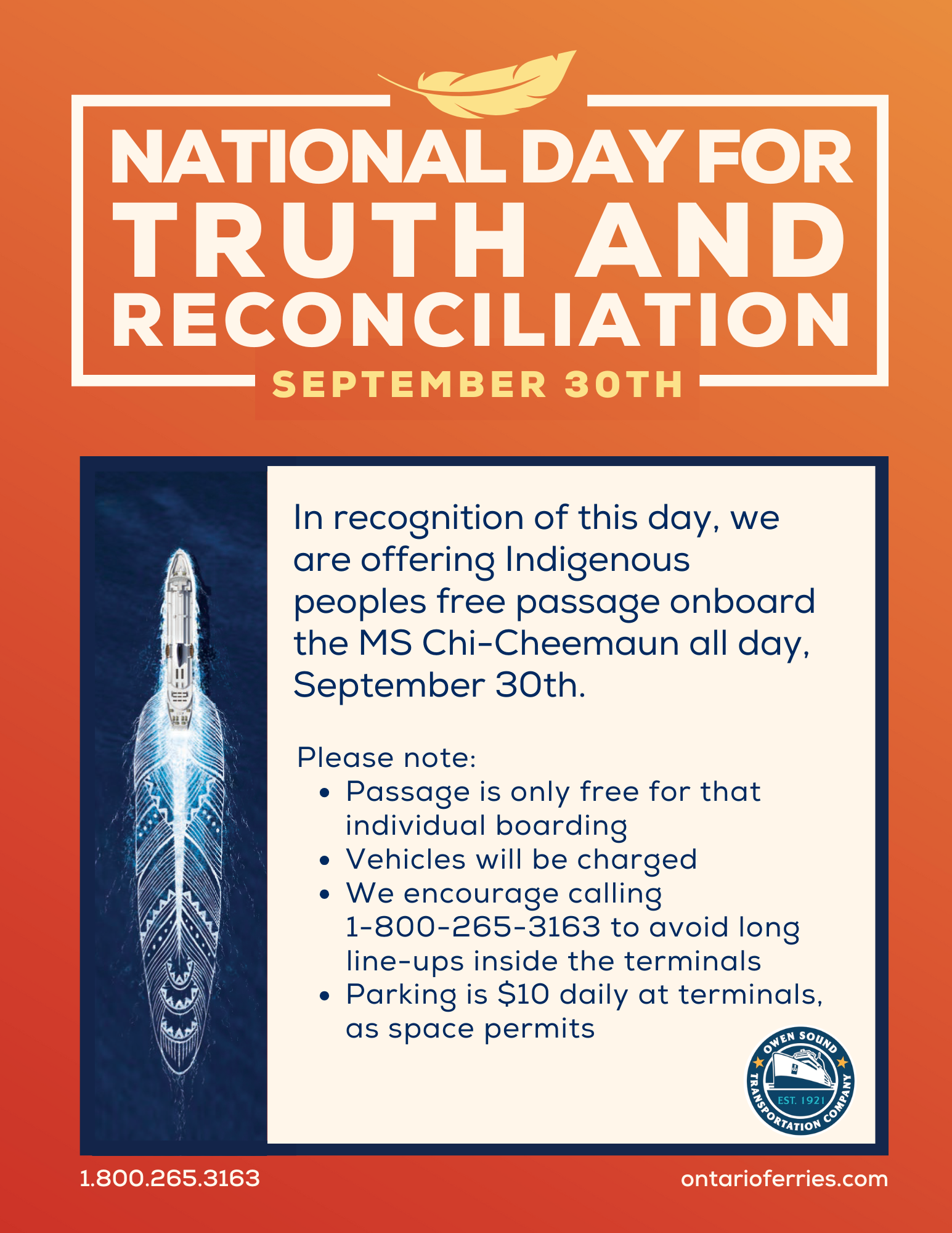 National Day for Truth & Reconciliation - Sept. 30, 2025 - Owen Sound ...
