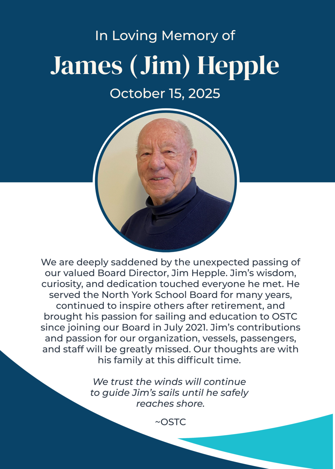 In Loving Memory of James (Jim) Hepple - OSTC Board Director - Owen ...